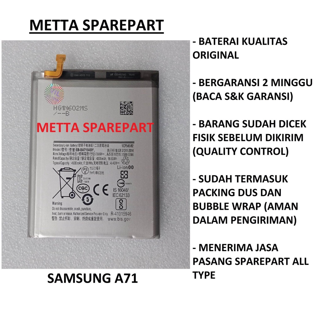 Jual Original OEM Baterai Samsung A71 (BA715ABY) | Shopee Indonesia