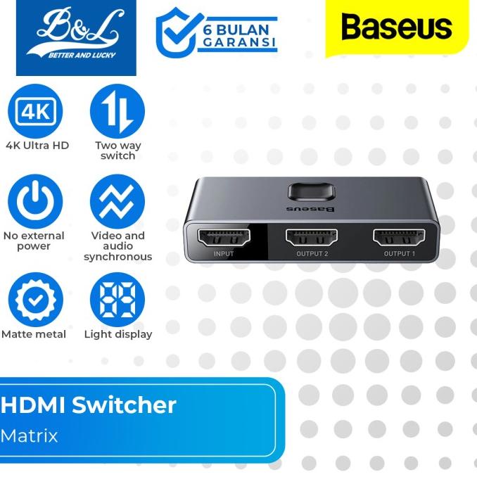 Jual BASEUS Matrix HDMI 4K 60Hz Switcher Splitter Dual Modes Bi ...