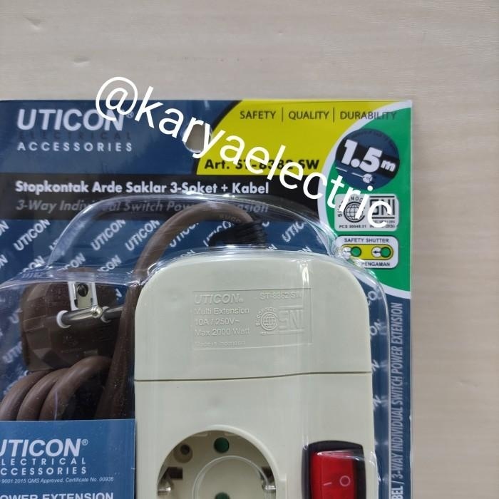 Jual STOP KONTAK UTICON 6 LUBANG SAKLAR KABEL 1,5METER ST-8682 SW ...