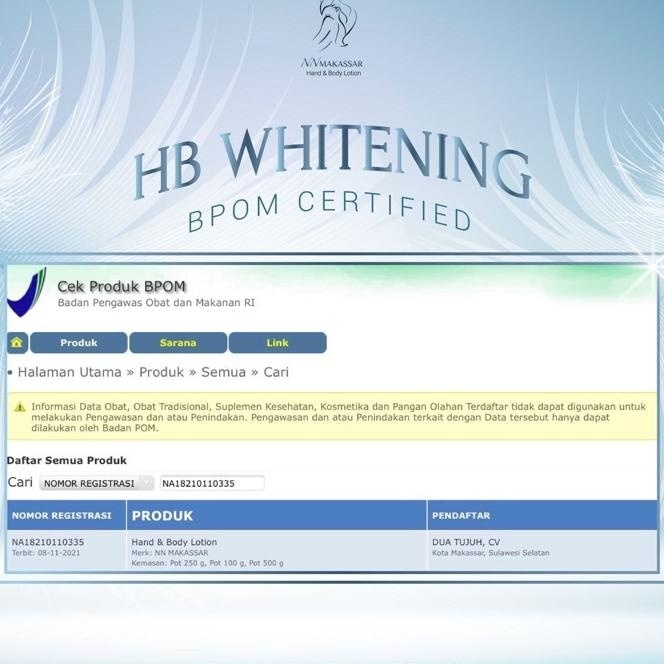 Jual Hb Whitening 250Gr ( Bpom ) | Shopee Indonesia