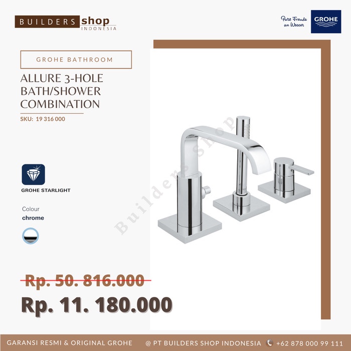 Jual Termurah Grohe 19316000 - Allure 3-Hole Bath/Shower Combination ...