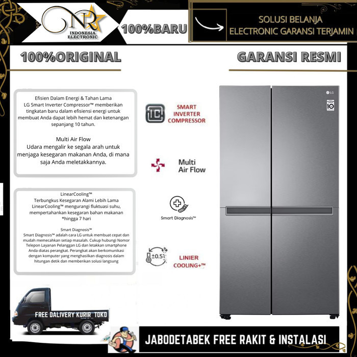 Jual [Baru] Lg Gc B257Sqyl Kulkas Side By Side 2023 Inverter Compresor -Gcb257Sqyl Terbaru ...