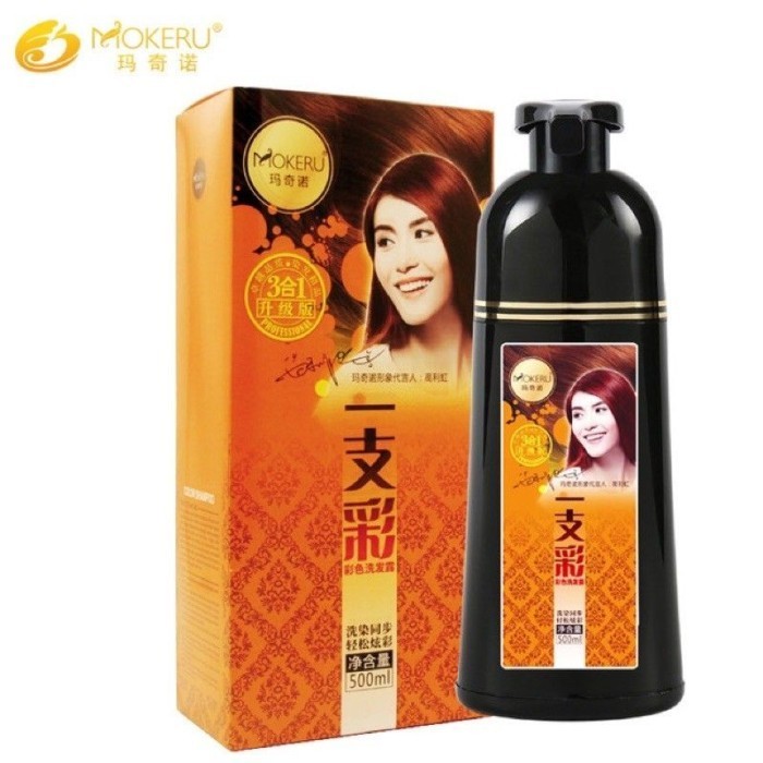 Jual MOKERU Shampoo Dye Hair Sampo Semir Herbal Alami Penutup Uban ...