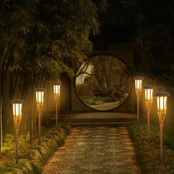 Jual LAMPU HIAS TAMAN OBOR LED PELITA BAMBU SOLAR TANCAP TAMAN DEKORASI ...
