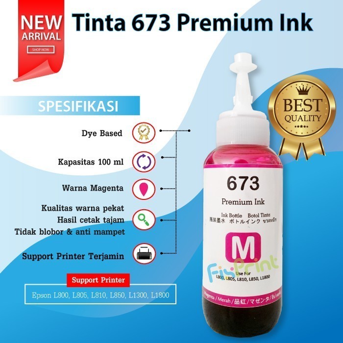 Jual Tinta Epson 673 T673 Refill Premium Ink L805 L850 L800 L1800 Cmyk ...