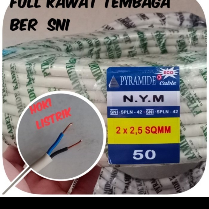 Jual Kabel Listrik Sni 2X2,5 Per Rol 50 Meter/ Kabel Kawat Tembaga Lidi ...