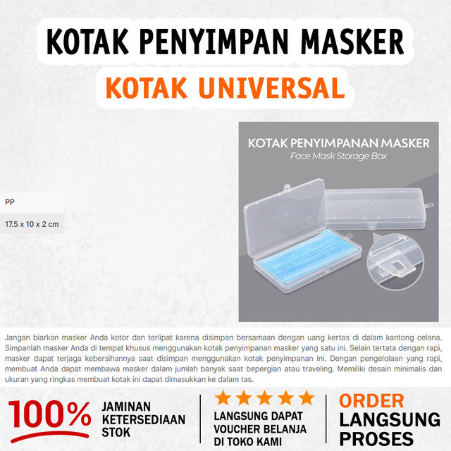 Jual Kotak Penyimpan Masker Face Mask Storage Box- transparant | Shopee ...