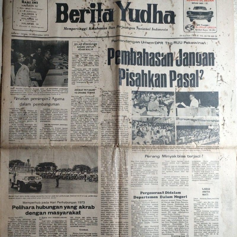 Jual Surat Kabar Lawas BERITA YUDHA 1960an koran masa orde baru | Shopee Indonesia