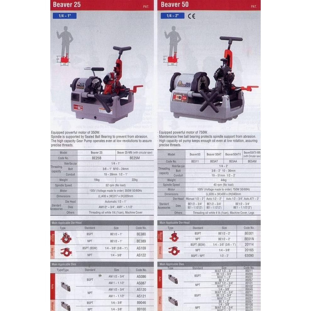 Jual Asada Beaver 50 1/4-2In Japan Mesin Senai Pipa Pipe Threading ...