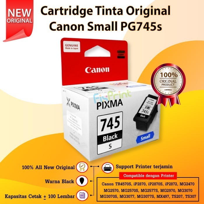 Jual NEW Cartridge Tinta Canon PG745 PG 745 PG-745 Small Black ORIGINAL ...