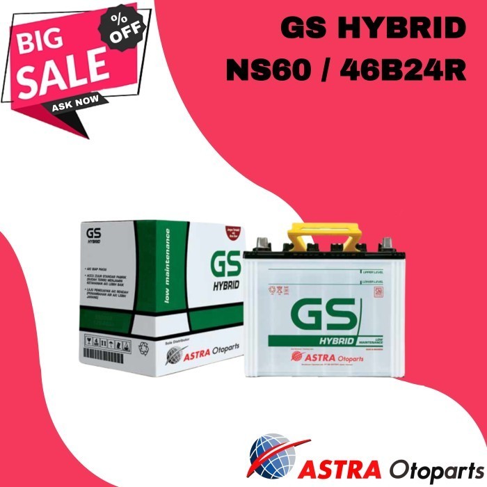 Jual AKI XENIA GS ASTRA HYBRID NS60 / 46B24R ORIGINAL ASTRA 12V 45AH | Shopee Indonesia