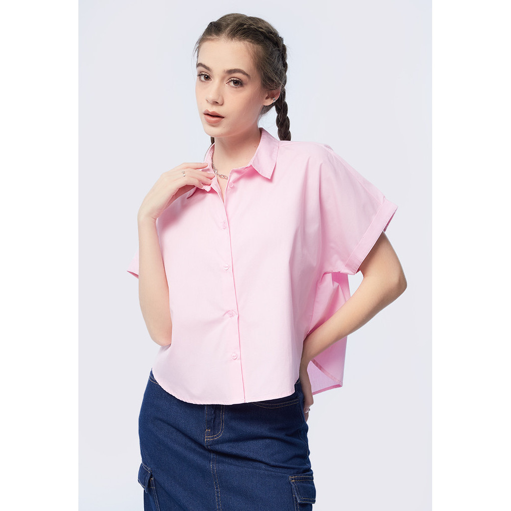Jual COLORBOX Short Sleeve Boxy Shirt Lt. Pink | Shopee Indonesia