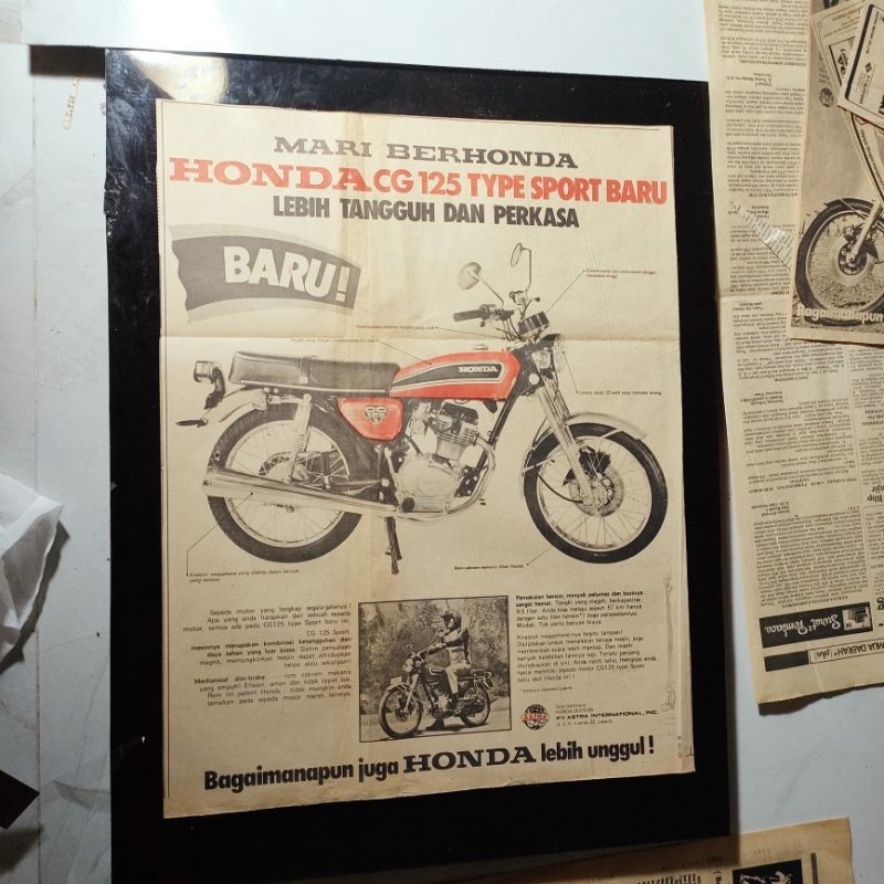Jual Poster Iklan Vintage Honda CG125 Original Hiasan Dinding Retro ...