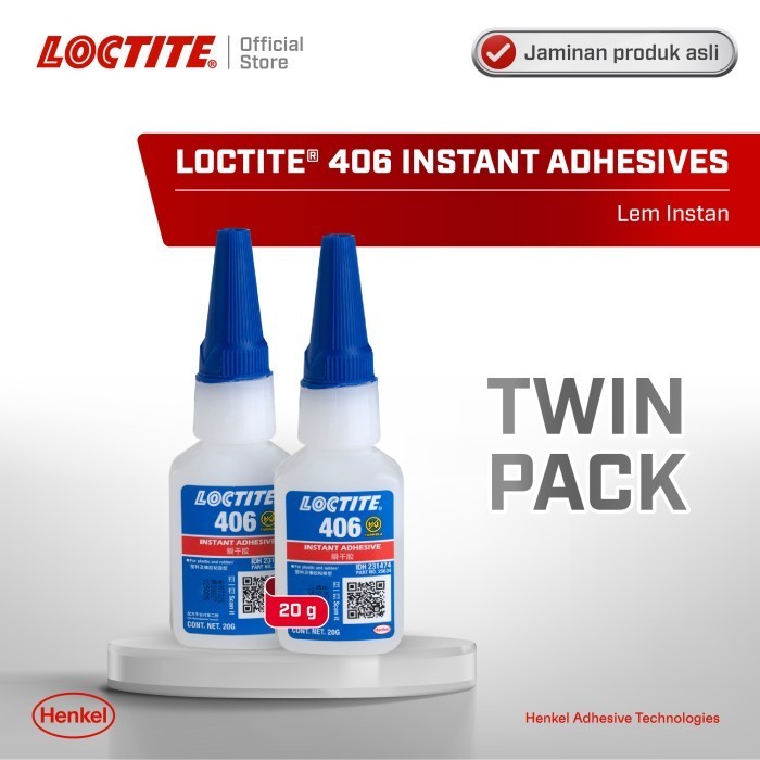 Jual HENKEL LOCTITE 406 INSTANT ADHESIVE LEM INSTAN SUPER 20 GR TWIN ...