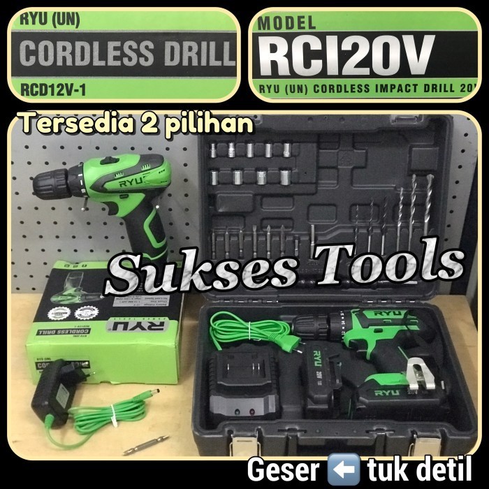 Jual Mesin Bor Baterai Ryu RCD 12V /Cordless Impact Drill RCI 20V Set 29pcs | Shopee Indonesia