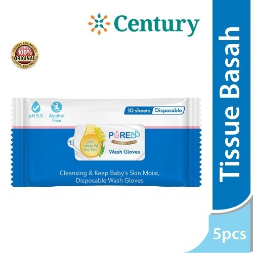 Jual Pure Baby Wash Gloves 5's / Tisu Basah / Disposable Waslap Bayi ...