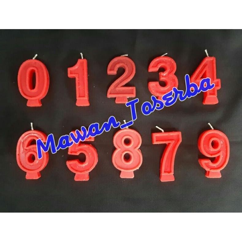 Jual Spesial Lilin angka merah / Lilin Kue Ulang Tahun Party Angka 0-9 ...