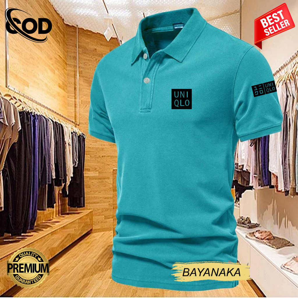 Jual Baju Distro Style Polo Kerah Uniqlo + Lengan Text Hitam Kaos Polo ...