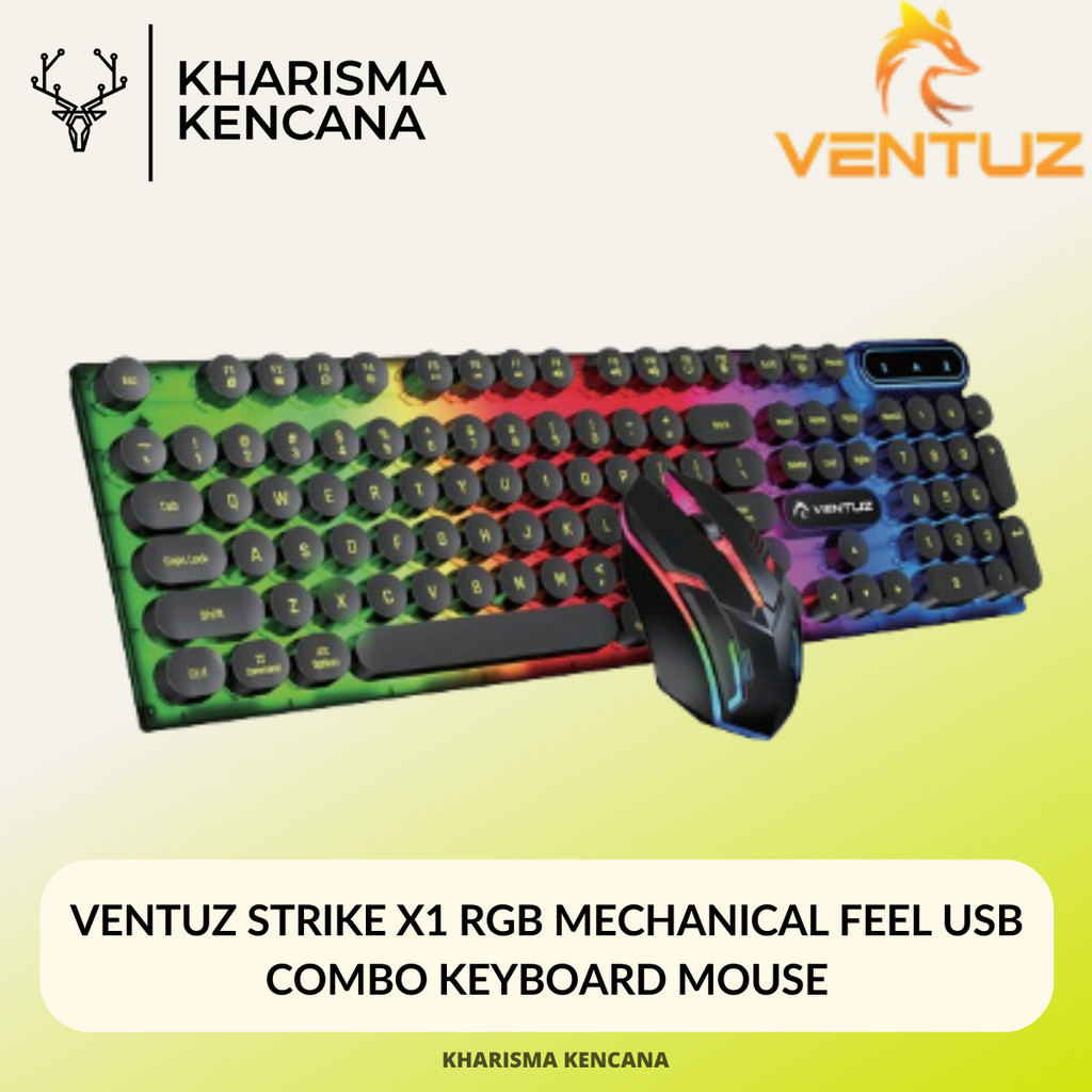 Jual VENTUZ STRIKE X1 RGB MECHANICAL FEEL USB COMBO KEYBOARD MOUSE ...