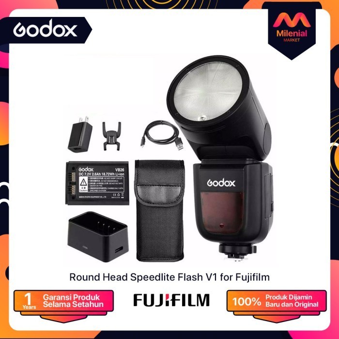 Jual Godox V1 Speedlite Flash For Fujifilm Ttl Li-Ion Round Head Camera ...