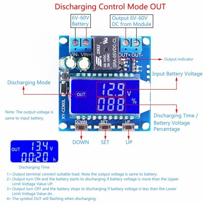 Jual XY-CD60L Modul Control Charger / Discharge LVD 6-60V Proteksi ...
