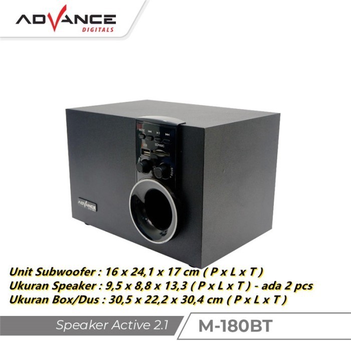 Jual Speaker Aktif Bluetooth Bass Advance M180Bt Subwoofer / M 180 Bt | Shopee Indonesia