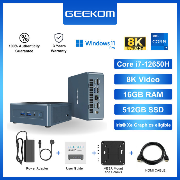 Jual GEEKOM Mini PC Mini IT12 Intel i7-12650H 16GB DDR4/512GB SSD Win11 pro | Shopee Indonesia