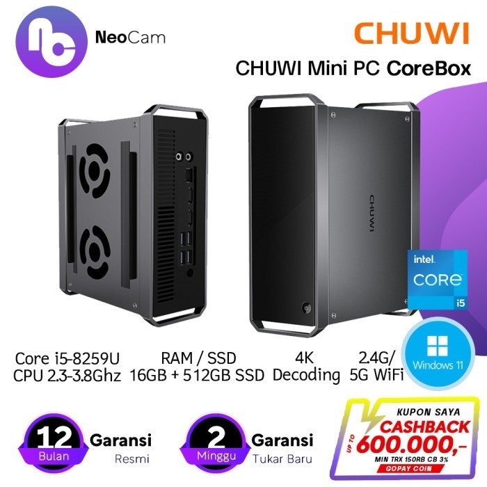 Jual CHUWI CoreBox Mini PC Intel i5 8259U QUAD Core Ram 16GB SSD 256GB ...