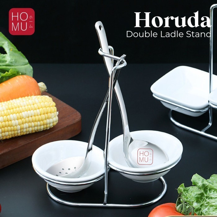 Jual Homu Horuda Duo Ladle Stand Spoon Holder Sendok Rak Spatula Kerak ...
