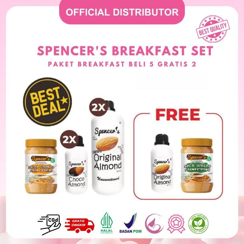Jual Paket Breakfast Rendah Kalori Susu Almond dan Chia Spread Spencer ...