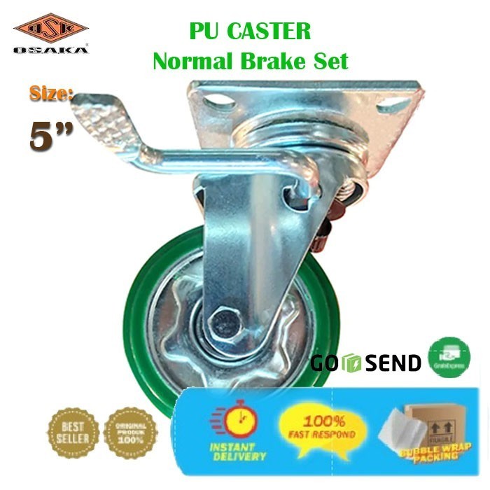 Jual Roda Troli Pu Medium Duty New Osaka 5 Inch Normal Brake Set 4 Pcs ...