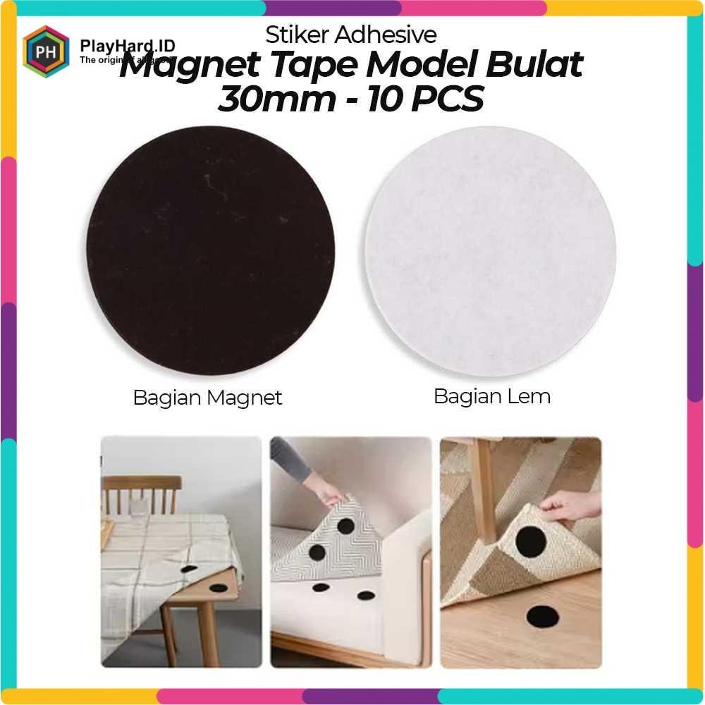 Jual Stiker Adhesive Magnet Tape Model Bulat 30mm 10 PCS -3M Hitam ...