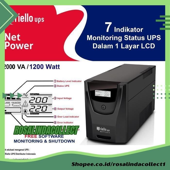 Jual UPS RIELLO 2000 VA / 1200 WATT, GARANSI 2 TAHUN ( UNIT UPS+BATTERY ...