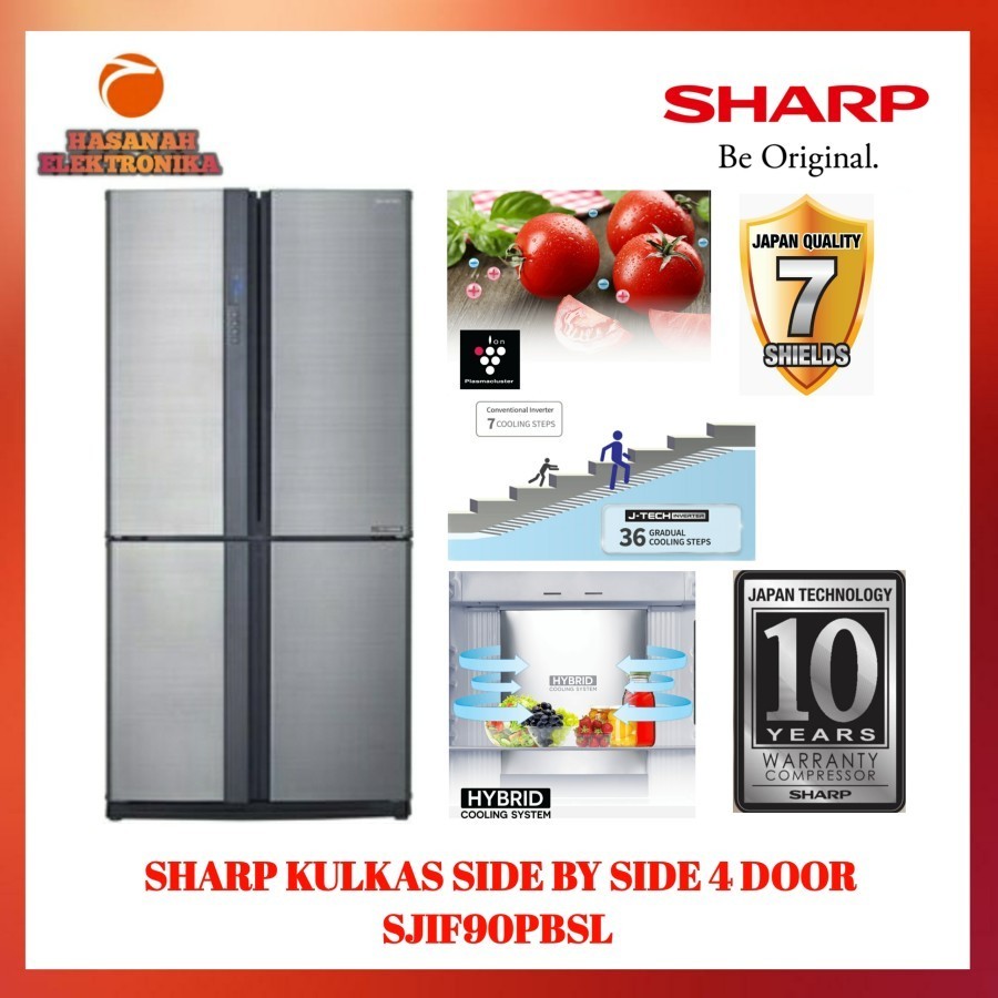 Jual KULKAS SHARP SIDE BY SIDE SJ-IF90PB-SL 4 DOOR | Shopee Indonesia