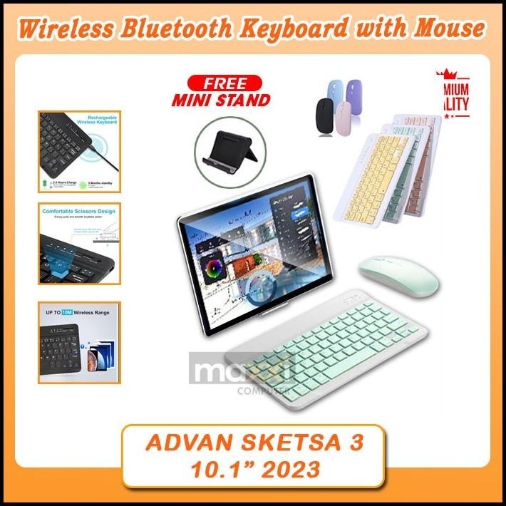 Jual Advan Sketsa 3 Tablet 10 Inch Bluetooth Keyboard Keybord Kibord Mouse | Shopee Indonesia
