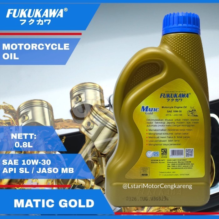 Jual PROMO PAKET OLI MESIN MOTOR MATIC FUKUKAWA GOLD 10W-30 0.8L TEKNOLOGI JAPAN #ORIGINAL ...