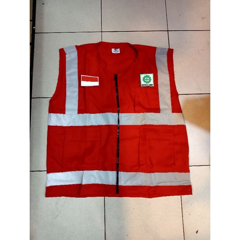Jual ROMPI SAFETY BAHAN DRILL WARNA MERAH - SET LOGO MURAH | Shopee ...