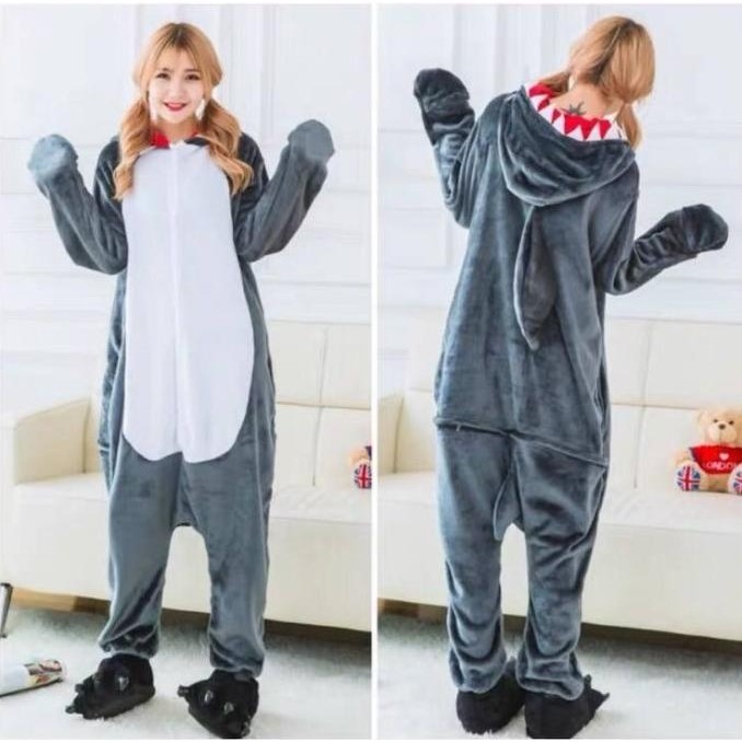 Jual new!! kostum onesie baby shark ikan hiu piyama baju tidur dewasa ...