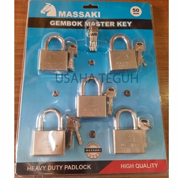 Jual Gembok / Kunci Gembok Master Key 50mm set isi 5pcs Massaki ...