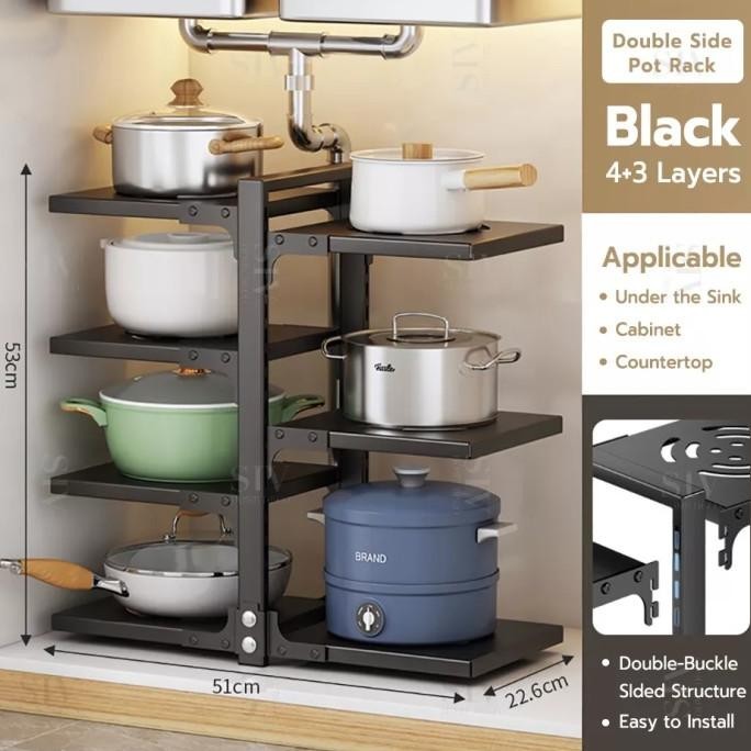 Jual rak kolong sisipan bawah kitchen set rak corner dapur rak panci ...
