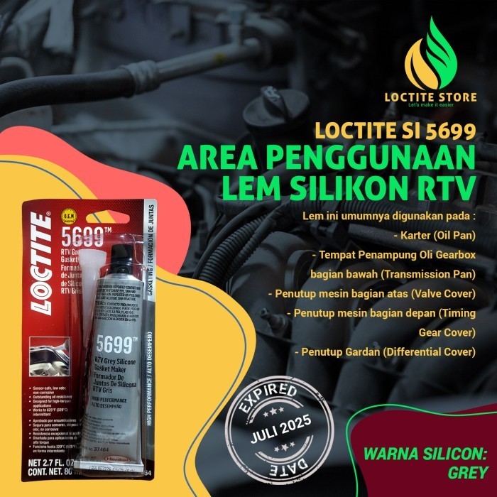 Jual LEM SILIKON GASKET RTV UNTUK PAKING DAN RADIATOR LOCTITE SI 5699 ...
