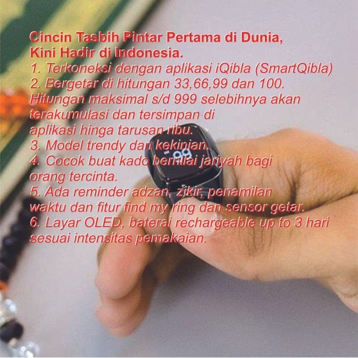 Jual Tasbih Digital Zikr Ring Zikr1 Lite Smart Ring Tasbeh Iqibla Zikir ...
