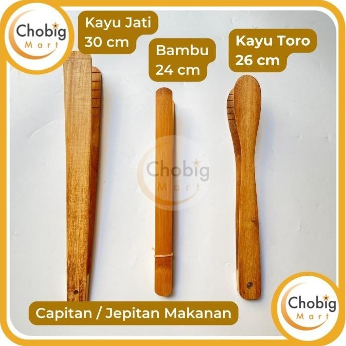 Jual Penjepit Penggorengan Saji Capitan Kayu Bambu Makanan Bamboo Tongs ...