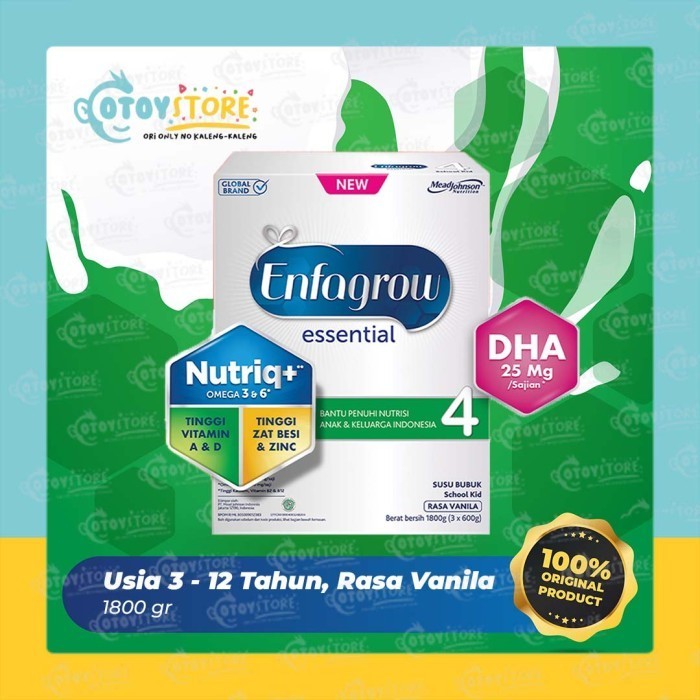 Jual Enfagrow Essential 4 Vanila 1800 gram / Susu Formula 1800g | Shopee Indonesia