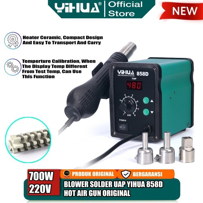 Jual Blower Hot Air Solder Uap Yihua 858D Smd Rework Station 858 D Digital | Shopee Indonesia
