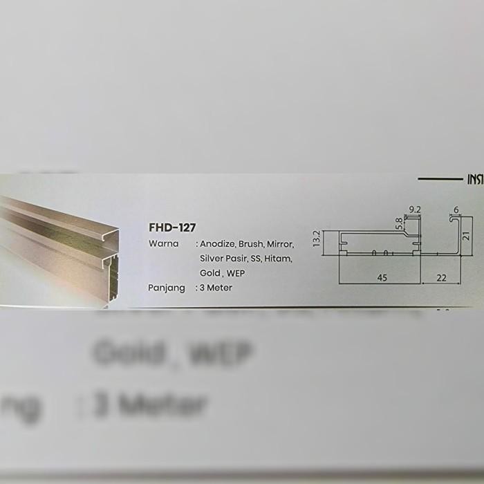 Jual Profil Handle Frame Kaca Lemari Kitchen Set Aluminium FHD 130 ...