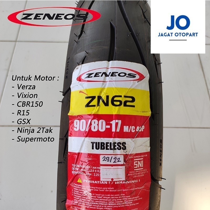 Jual JAGAT Ban Zeneos ZN62 90 80 17 Tubeless motor bebek supra revo vega satria | Shopee Indonesia