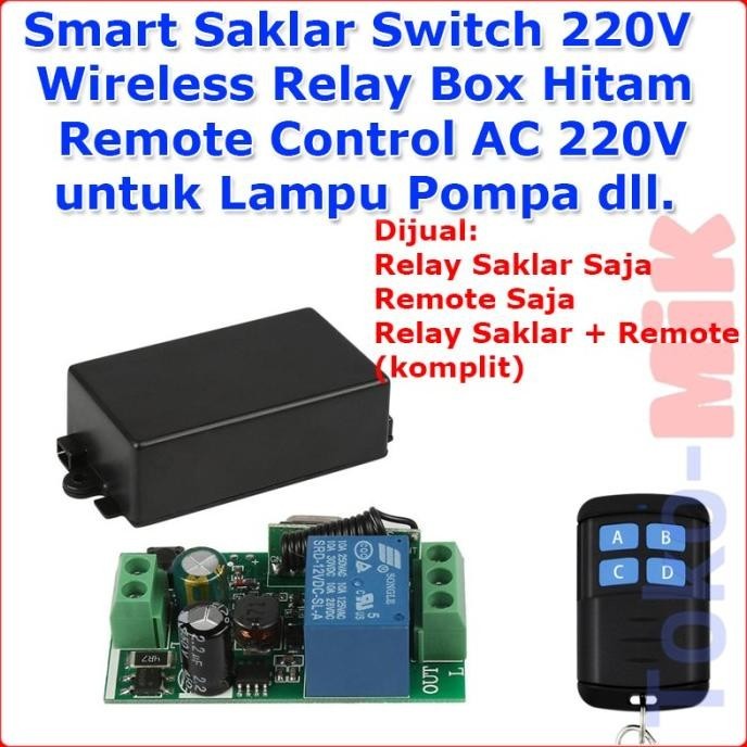 Jual Smart Saklar Switch Wireless Relay Box Hitam Remote Control Lampu ...