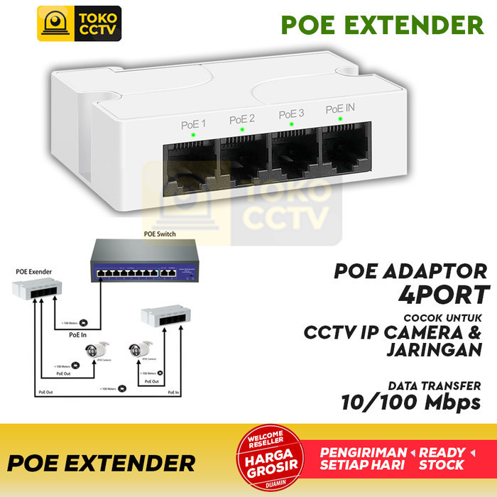 Jual POE Extender 4 Port Extender POE 10/100 MBPS Passive Cascadable ...