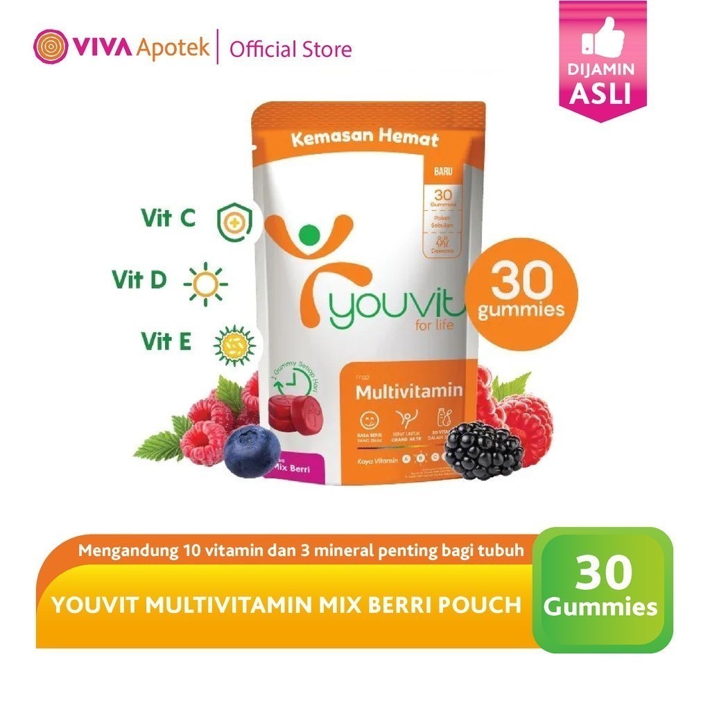 Jual Youvit Multivitamin Mix Berri Adult Menjaga Imunitas Tubuh (30 Sachet) | Shopee Indonesia